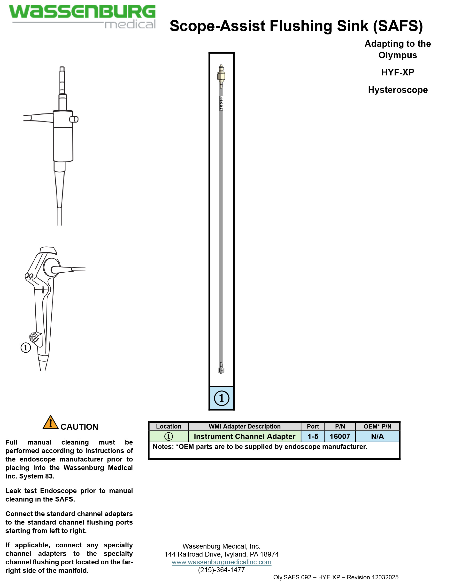 Adapting to Olympus HYF-XPV Hysteroscope | Wassenburg Medical, Inc.